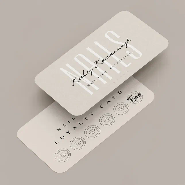 Nail Tech Beauty Sand Logo Punch Loyalty Card | Zazzle