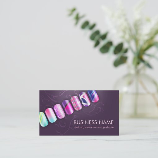 Nail Tech / Nail Art Business Card Template | Zazzle