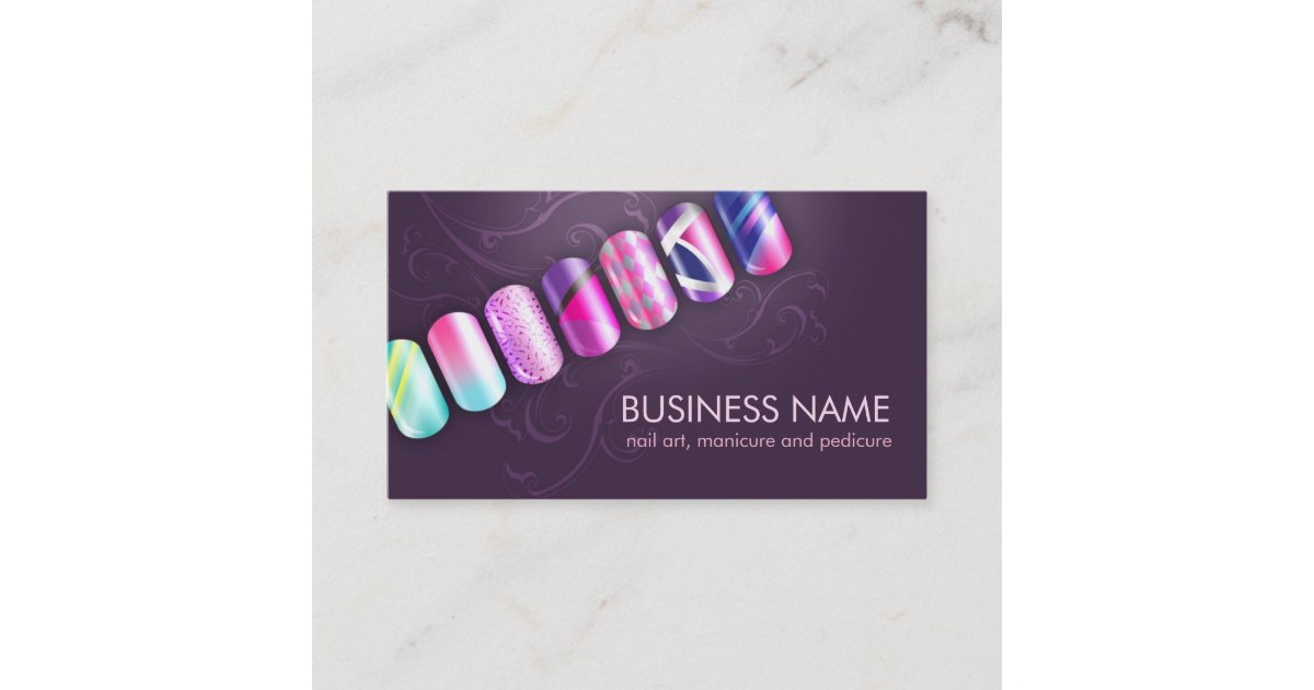 Nail Tech / Nail Art Business Card Template | Zazzle
