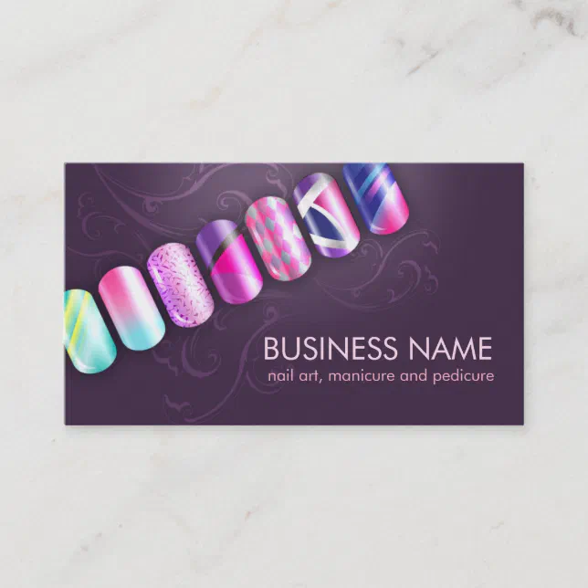 Nail Tech / Nail Art Business Card Template | Zazzle