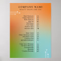 Nail Tech Price Menu List Holographic Gradient Poster | Zazzle