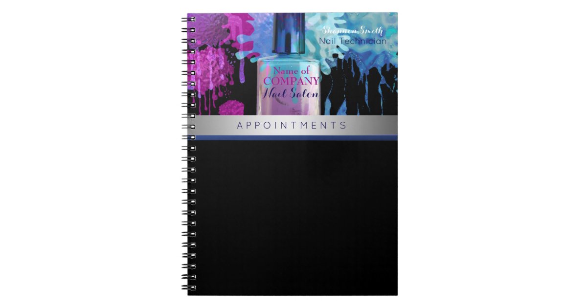 Nail Technician colourful splatter design Notebook | Zazzle