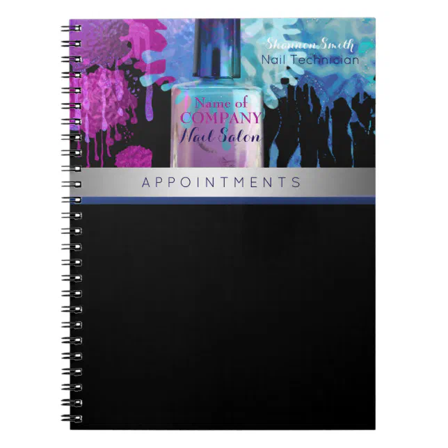 Nail Technician colourful splatter design Notebook | Zazzle