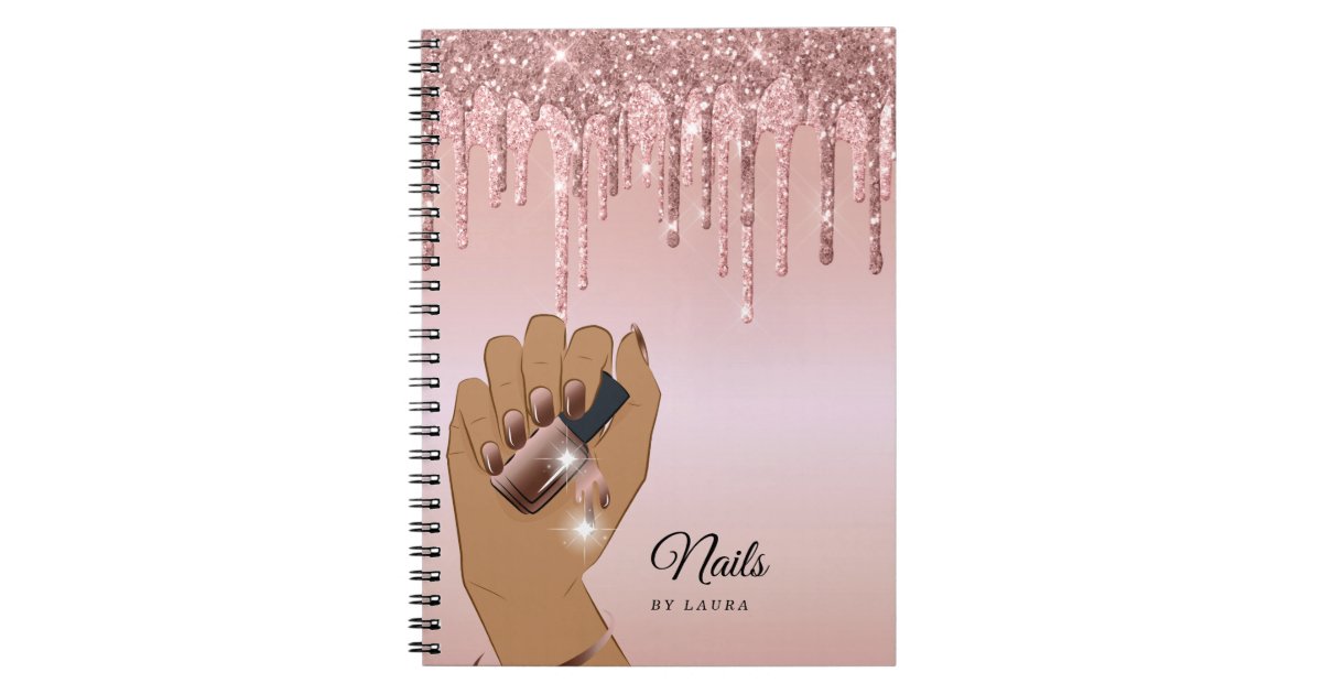Nail Technician Dripping Glittering Gold Notebook | Zazzle