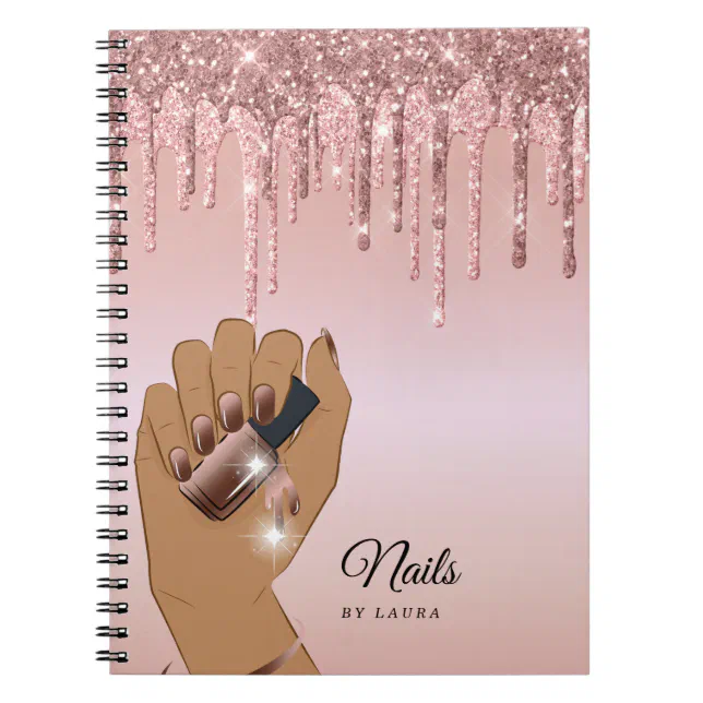 Nail Technician Dripping Glittering Gold Notebook | Zazzle