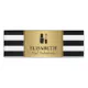 Nail Technician Logo Gold Black White Stripes Name Tag | Zazzle