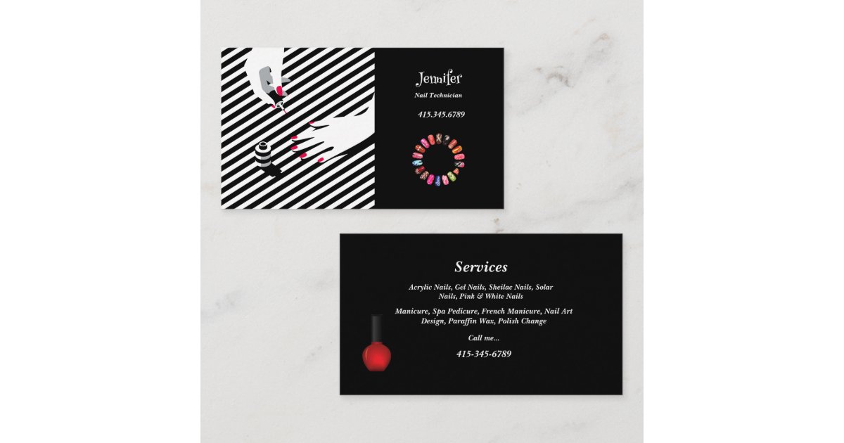 Nail Technician Polish Nails Business Card | Zazzle