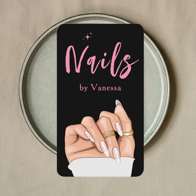 Nail Technician Qr Code Nails Art Salon Black Pink Business Card | Zazzle