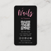 Nail Technician Qr Code Nails Art Salon Black Pink Business Card | Zazzle