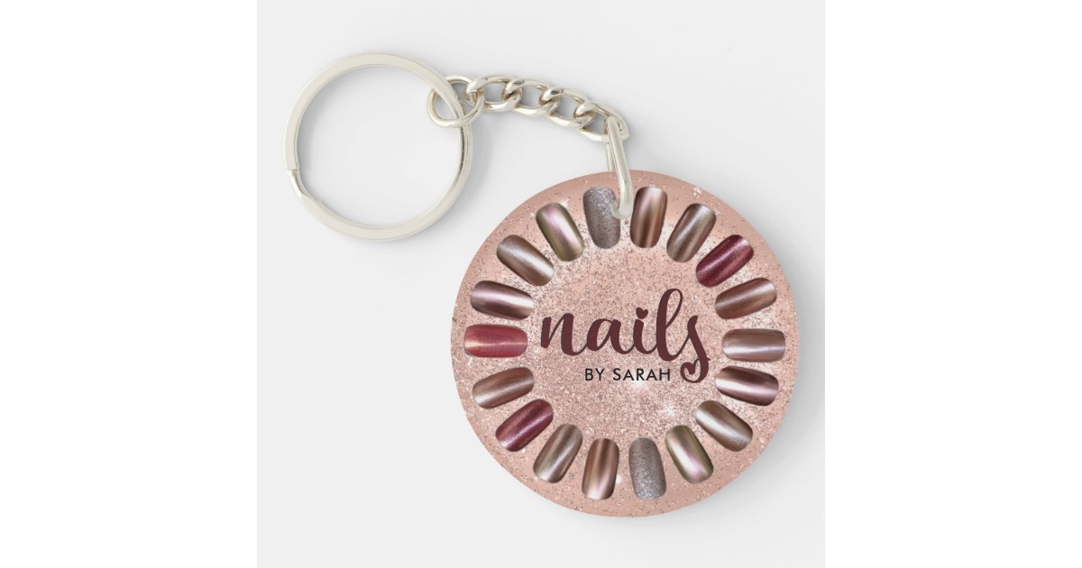 Nail Technician Rose Gold Personalized Keychain | Zazzle
