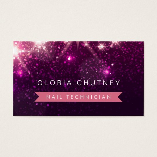 Nail Technician - Trendy Pink Glitter Business Card | Zazzle.com