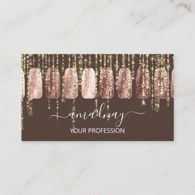 Nails Makeup Artist Lash Rose Gold VIP Business Card | Zazzle