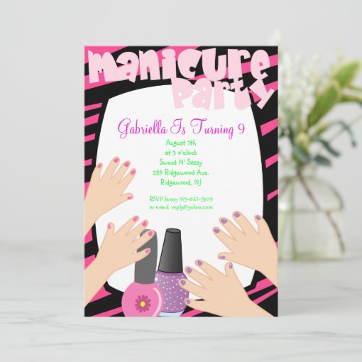Nails, Nails, Nails Manicure Spa Birthday Party Invitation | Zazzle