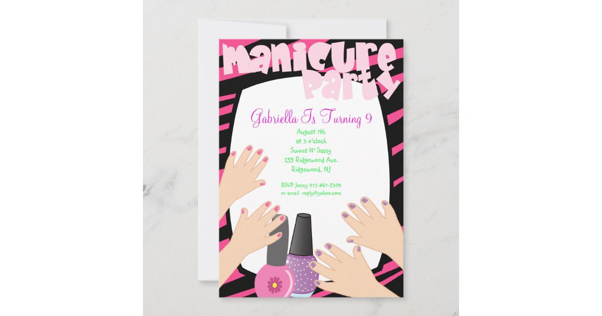 Nails, Nails, Nails Manicure Spa Birthday Party Invitation | Zazzle