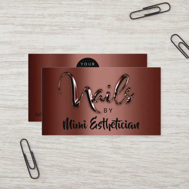 Nails Studio Artist Nails Logo Script Brown VIP Business Card | Zazzle