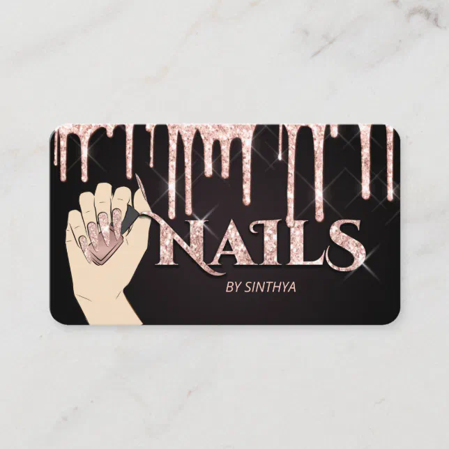 Nails technician nail art glam trendy modern business card | Zazzle