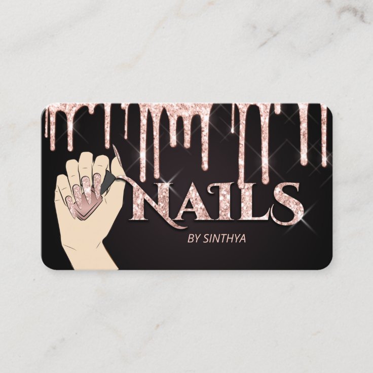 Nails technician nail art glam trendy modern business card | Zazzle