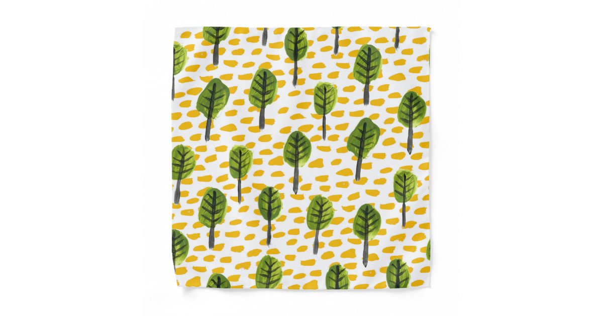 Naive Green Black Tree Pattern Bandana | Zazzle