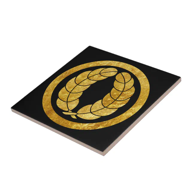 Nakagawa Mon Japanese samurai clan in faux gold Tile | Zazzle