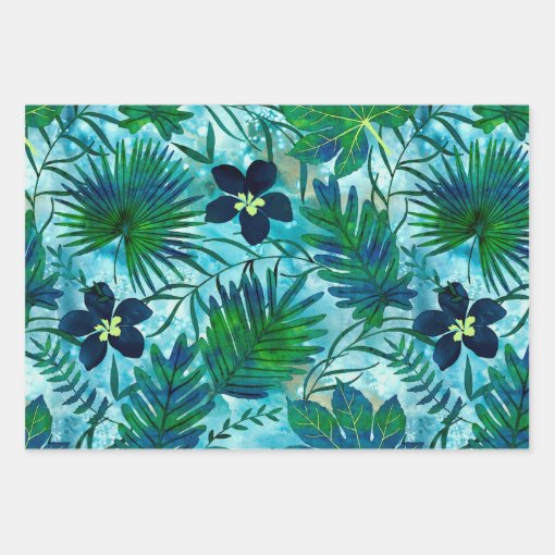 Nalani Hawaiian Tropical Garden Trio Wrapping Paper Sheets | Zazzle
