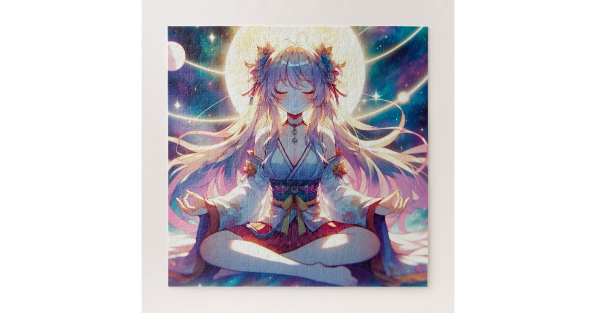 Namaste Anime Girl Meditating Jigsaw Puzzle | Zazzle