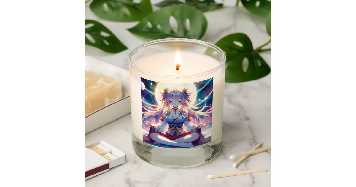 Namaste Anime Girl Meditating Scented Candle | Zazzle
