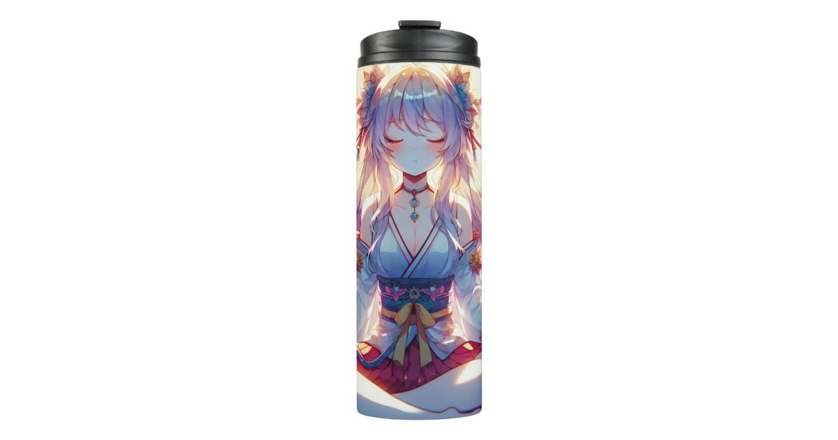 Namaste Anime Girl Meditating Thermal Tumbler | Zazzle
