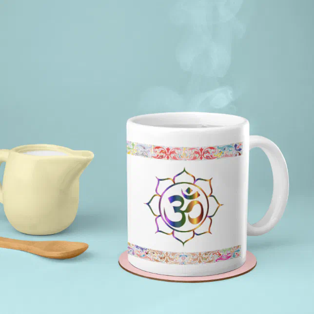 Namaste Aum Om Lotus with Rainbow Vintage Border Coffee Mug | Zazzle