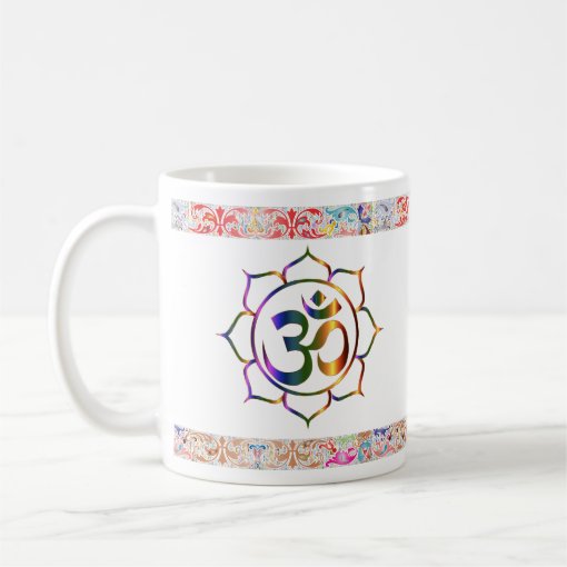 Namaste Aum Om Lotus with Rainbow Vintage Border Coffee Mug | Zazzle