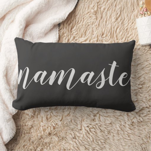 Namaste calligraphy quote decorative lumbar pillow | Zazzle