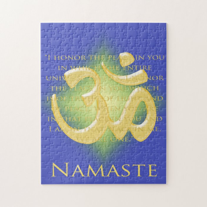 Namaste Definition with Om Symbol - on Blue Jigsaw Puzzle | Zazzle.com