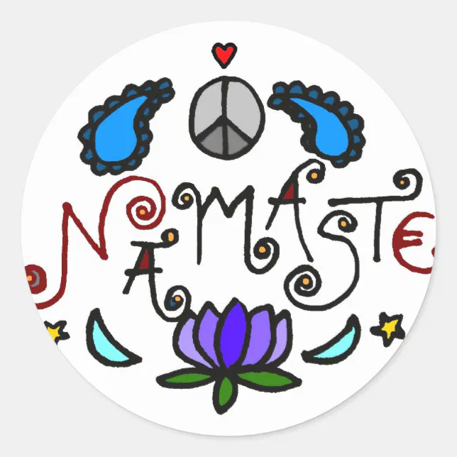 Namaste Doodles Classic Round Sticker | Zazzle