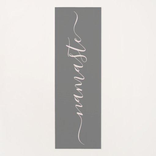 Namaste Initials Personalized Grey Blush Pink Yoga Mat | Zazzle