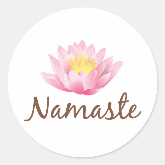 Namaste Lotus Flower Yoga Classic Round Sticker | Zazzle