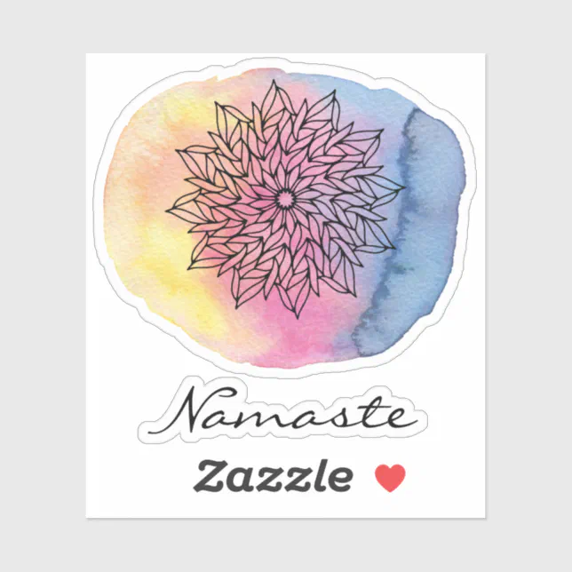 Namaste Mandala Abstract Watercolor Sticker | Zazzle