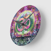 Namaste Peace Symbol Round Clock | Zazzle