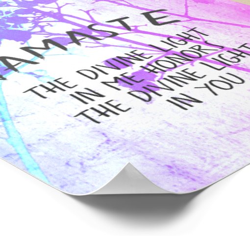 Namaste quote purple and blue nature art poster | Zazzle