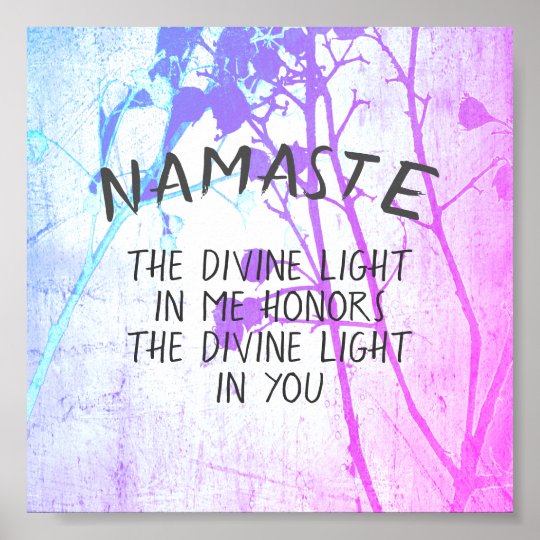 Namaste quote purple and blue nature art poster | Zazzle.com