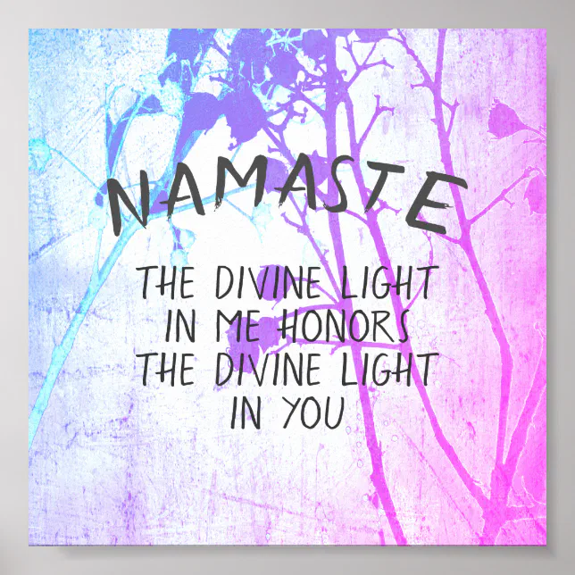 Namaste quote purple and blue nature art poster | Zazzle