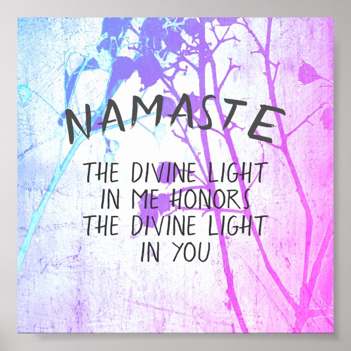 Namaste quote purple and blue nature art poster | Zazzle.com