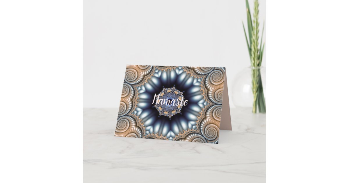 Namaste Quote Thank You Elegant Mandala Gold Blue Card | Zazzle