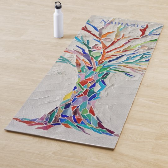 Namaste Rainbow Colors Mosaic Tree Yoga Mat | Zazzle.com