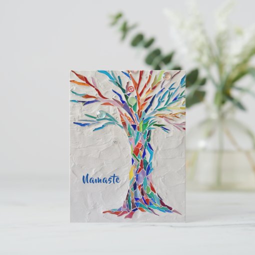 Namaste Rainbow Colors Tree of Life Postcard | Zazzle