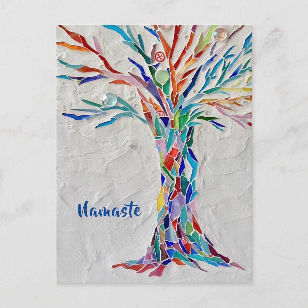 Namaste Rainbow Colors Tree of Life Postcard | Zazzle