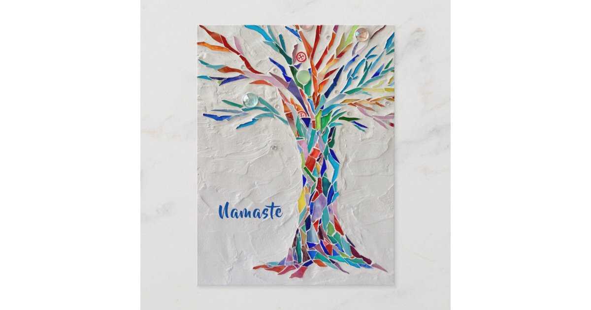 Namaste Rainbow Colors Tree of Life Postcard | Zazzle