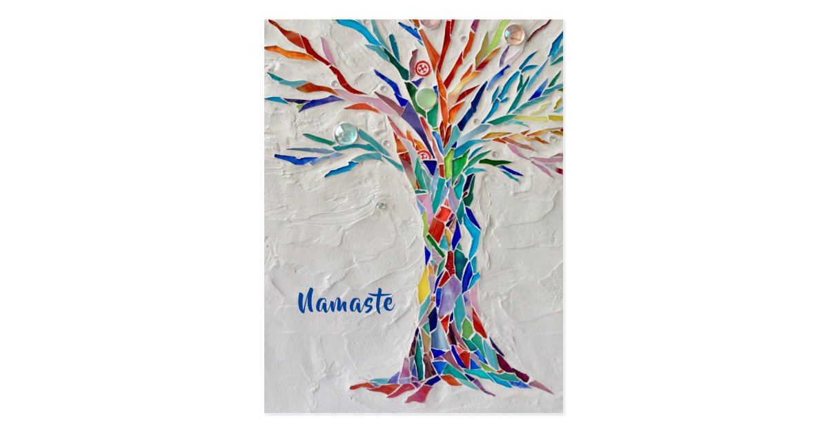 Namaste Rainbow Colors Tree of Life Postcard | Zazzle.com