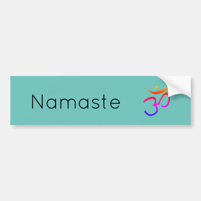 Namaste Rainbow Om Symbol Teal Green Bumper Sticker | Zazzle