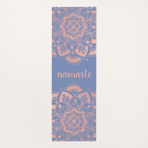 Namaste Rose Gold Mandala Flower Blue Yoga Mat | Zazzle