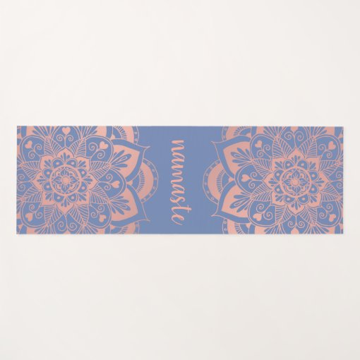 Namaste Rose Gold Mandala Flower Blue Yoga Mat | Zazzle