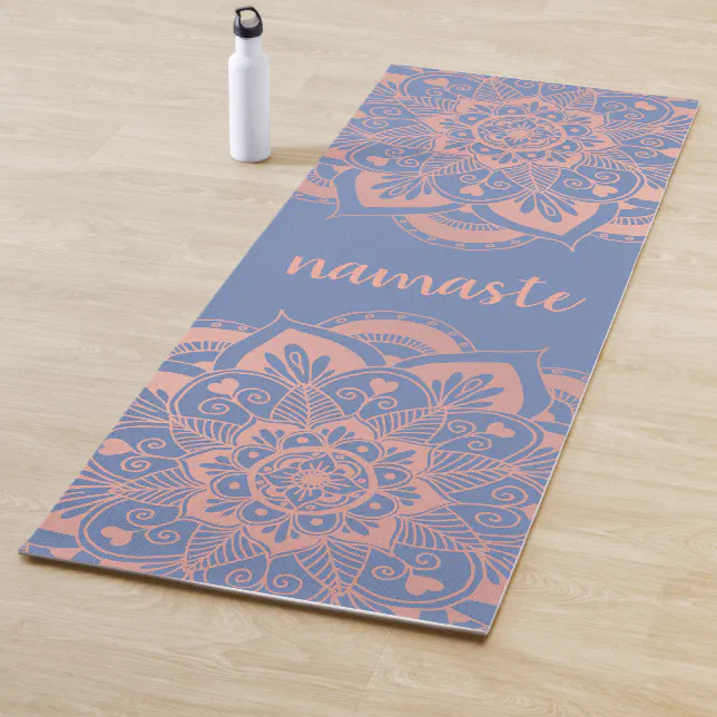 Namaste Rose Gold Mandala Flower Blue Yoga Mat | Zazzle